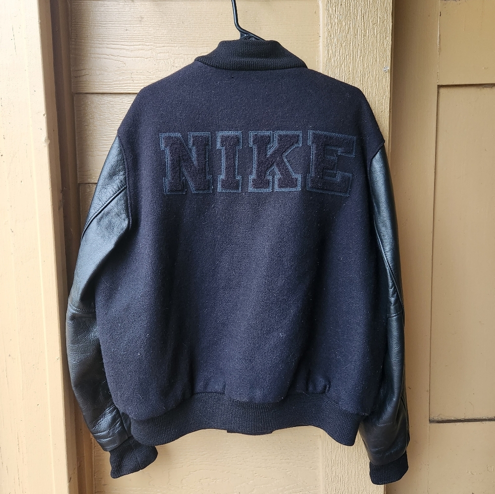 Nike Rare Vintage Leather Bomber Jacket - Gem